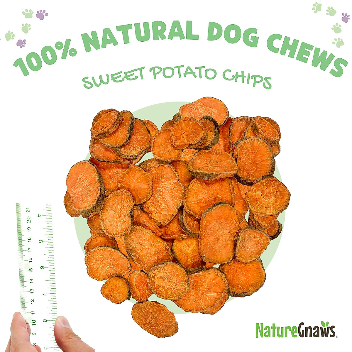 Nature Gnaws Sweet Potato Chips for Dogs - Single Ingredient Natural Dog Chew Treats - 12 oz