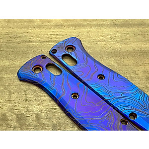 Flamed TOPO engraved Titanium Scales for Benchmade Bugout 535