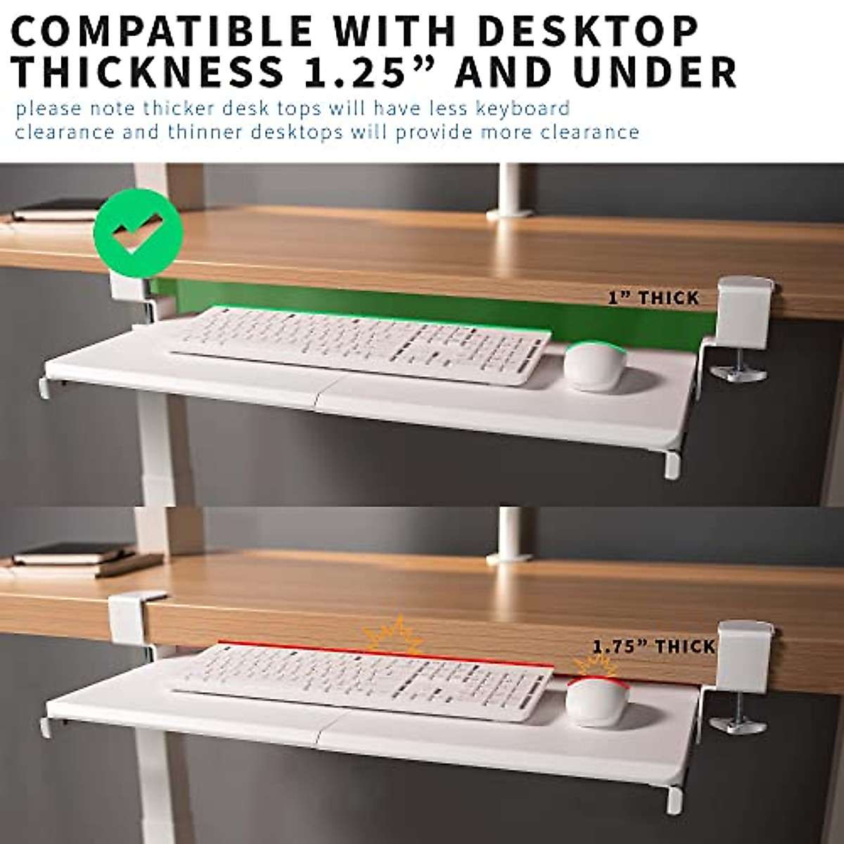 VIVO Large Keyboard Tray Under Desk Pull Out with Extra Sturdy C Clamp Mount System, 27 (33 Including Clamps) x 11 inch Slide-Out Platform Computer Drawer for Typing, White, MOUNT-KB05W