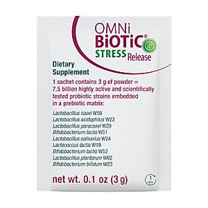 OMNi BiOTiC Stress Release - Clinically Tested Probiotic for Stress Management & Gut-Brain Axis Support - Stress Probiotic and Mood Probiotic - Vegan, Non-GMO (28 Daily Packets)