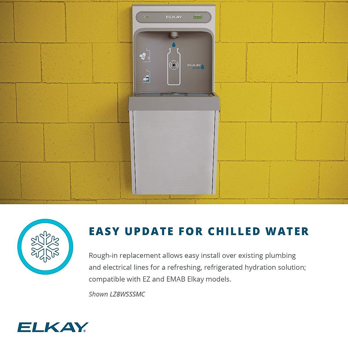 Elkay EZH2O Refrigerated Surface Mount Bottle Filling Station, Filtered, 8GPH, Stainless Steel