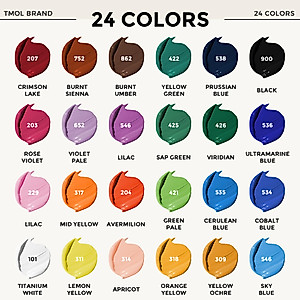 TMOL Gouache Paints Set, 24 Colors x 30ml, 12 Brushes, Non-Toxic, Kids, Indoor Use