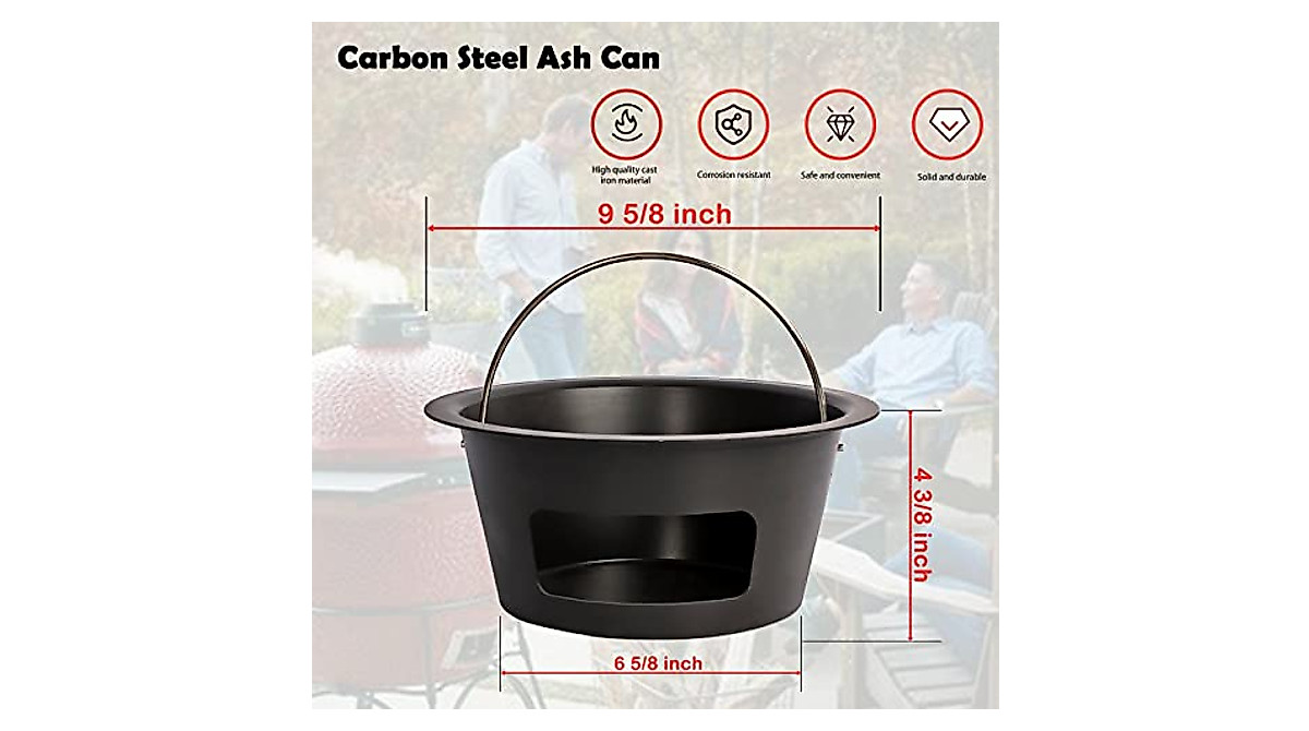 Vankey BBQ Carbon Steel Ash Can for Kamado Joe & Green Egg