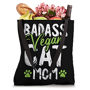 Vegan Cat Mom Cool Badass Mama Paw Print Kitten Lover Mother Tote Bag