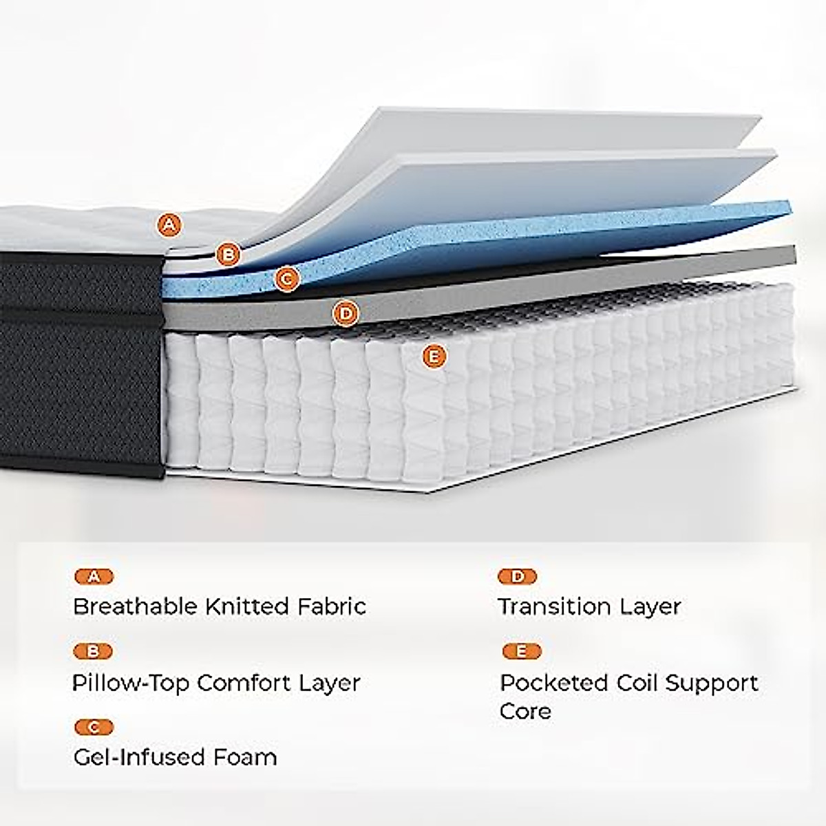 Sweetnight Queen Size Mattress in a Box - 10 Inch Pillow Top Queen Mattress, Bamboo and Gel Memory Foam Hybrid Mattress with Individually Pocketed Springs for Support & Comfort Sleep, Siesta,Black