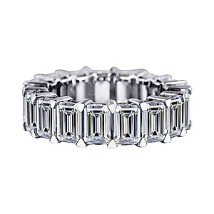 Michooyel S925 6ct Emerald Cut Diamond Eternity Ring Wedding Band Ring Engagement Sterling Silver Fine Jewelry For Women