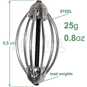 3pcs Carp Fishing Bait Feeder 0.8oz Steel Cask Fishing Rig Hook #6 Inline Fishing Tackle