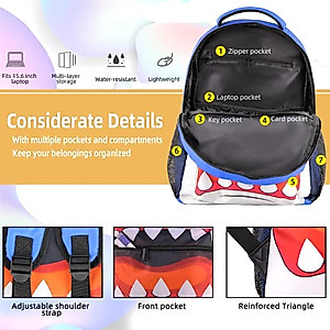 HJKLONE Shark Backpack for Boys Girls, Elementary Middle High School Bookbags for Kids Teen, Large Travel Laptop Back Packs for College Students Lightweight Durable School Bags, Blue