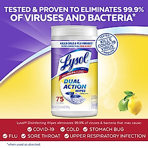 Lysol Dual Action Disinfectant Wipes, Multi-Surface Antibacterial Scrubbing Wipes, For Disinfecting and Cleaning, Citrus Scent, 75ct