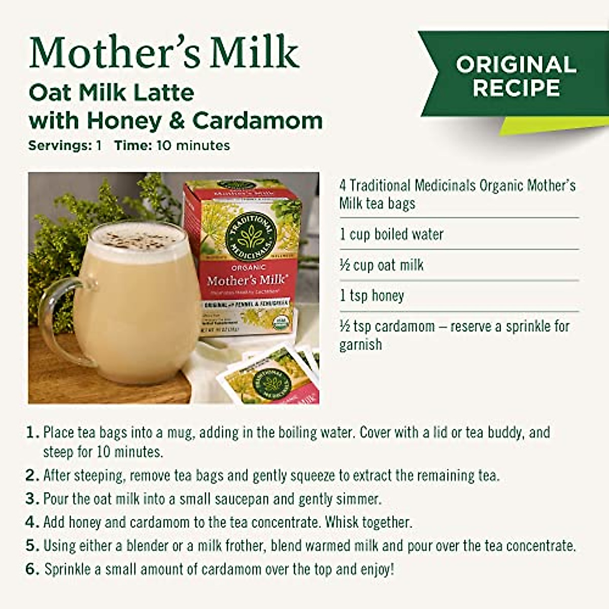 Traditional Medicinals Tea, Organic Mother's Milk, Promotes Healthy Lactation, Breastfeeding Support, 32 Tea Bags