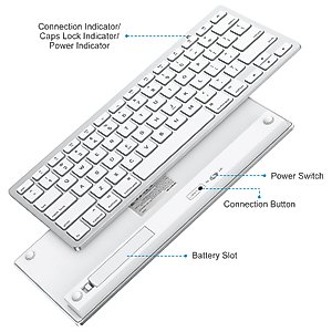 OMOTON Compact Wireless Bluetooth Keyboard for MacBook, iMac, Mac Mini - Compatible with Apple Laptops and Desktops