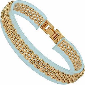 LIFETIME JEWELRY 8.5mm Designer Mesh Ladies Bracelet 24k Gold Plated for Women (Gold, 7 inches)