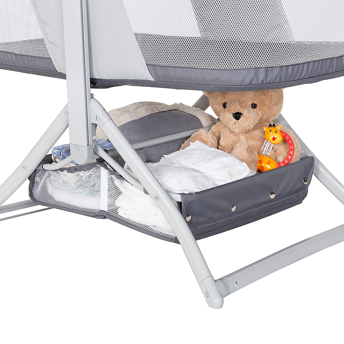 Baby Trend Quick-Fold 2-in-1 Rocking Bassinet, Shadow Stone Gray