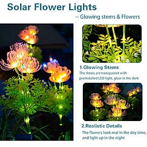DooYard Solar Garden Lights, Solar Flowers Lights with Glowing Flowers & Stems, Upgraded Solar Panel, Solar Lights Outdoor for Garden Decoration,Yard Decor and Gift for Mother (2 Pack)
