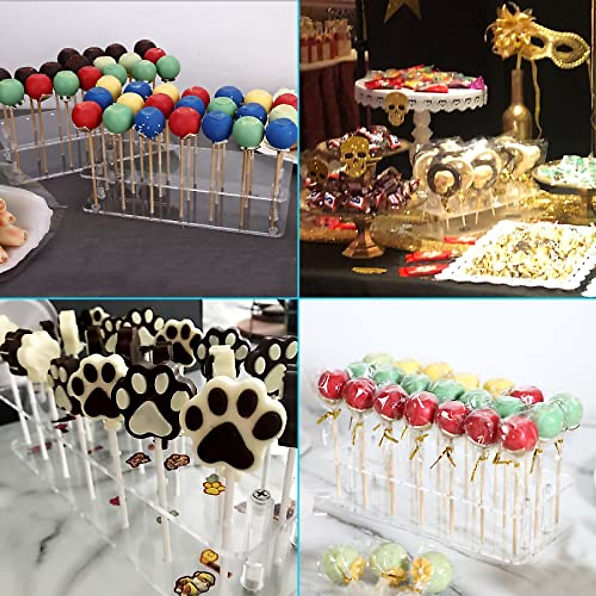 Goabroa 2-Pack Cake Pop Display Stand, 21 Hole Thick Clear Acrylic Lollipop Holder Weddings Baby Showers Birthday Parties Anniversaries Halloween Candy Decorative (Updated)