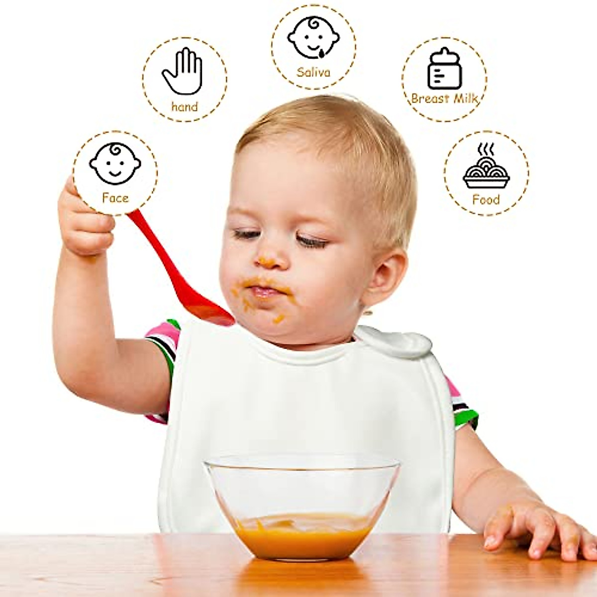 BWkoss 10Pcs Sublimation Baby Bibs White Cotton Waterproof Infant Bib Blank DIY Creative Food Bib Adjustable Hook Loop Closure Newborn Babies Bib Keepsake Baby Gift for Drooling Feeding Teething