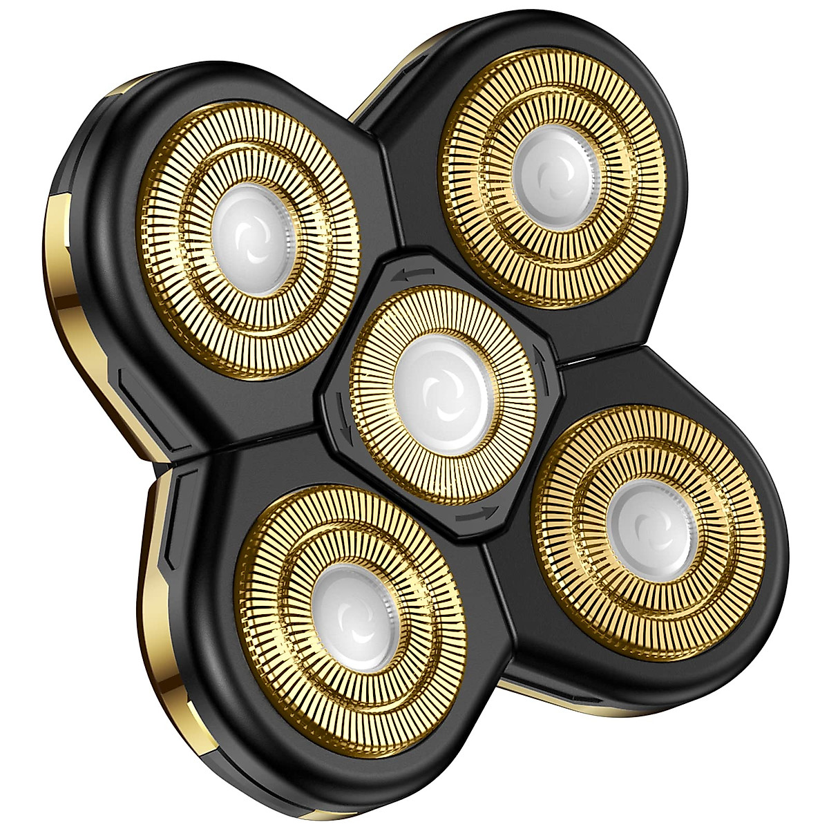 Replacement Head Shavers for Bald Men, 5 and 6 Heads Beard Hair Replacement Blade, Easy to Clean Electric Shaver Fit Your Face and Head Shave for Bald (Gold)