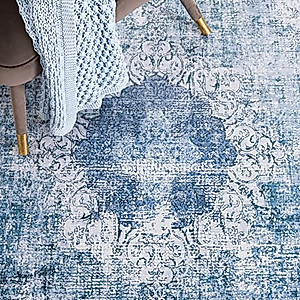 SAFAVIEH Tucson Collection Area Rug - 8' x 10', Green & Grey, Persian Design, Non-Shedding Machine Washable & Slip Resistant Ideal for High Traffic Areas in Living Room, Bedroom (TSN190Y)