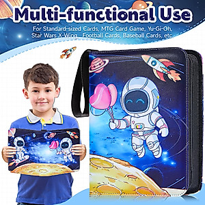 504 Cards Binder for Boys Gifts, Trading Card Binders Holder Case with 63 Sleeves, 4 Pocket Card Packs Album Book for Girls Kids Collecting Cards (Blue)