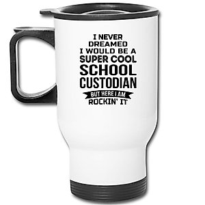 Shirt Luv Funny School Custodian Gifts Travel Mug Appreciation 14 oz Mug For Men Women White