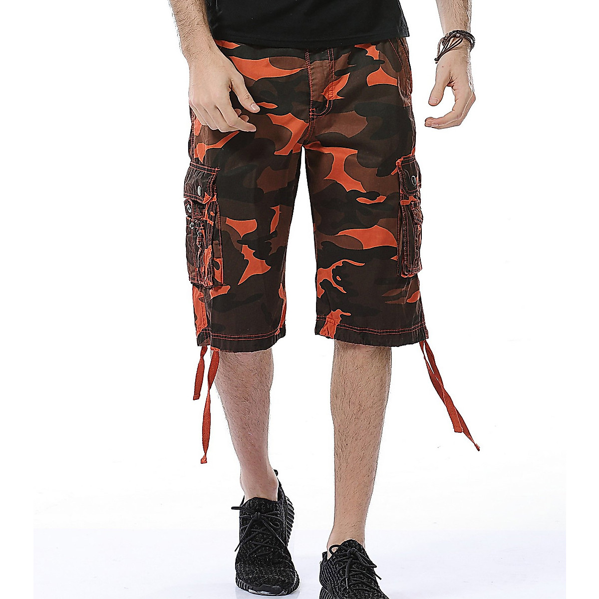 AOYOG Men's Camo Cargo Shorts Relaxed Fit Multi-Pocket Outdoor Camouflage Cargo Shorts Cotton