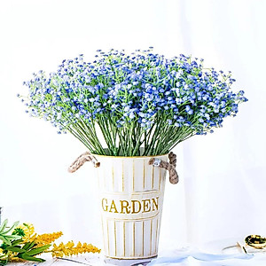 JIFTOK Babys Breath Artificial Flowers, 12 Pcs Fake Flowers Gypsophila Bouquet Fall Flowers Artificial for Decoration, Real Touch Silk Flower for Wedding Christmas DIY Party Home Garden Office(Blue)