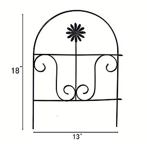 VOTENVO Decorative Garden Fence 18”x 13”x 4 Panel, Iron Fence Garden Landscape Edging Lawn Border Decorative Gardening Fence for Flower Bed, Pets, Outdoor (4 Pack-Black) (18in x 7ft)