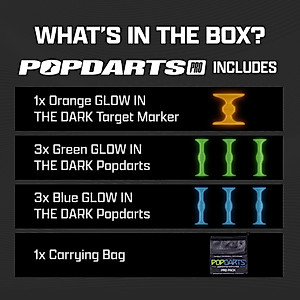 POPDARTS Glow Pack Game Set Glow in The Dark (Blue and Green) - Indoor, Outdoor Suction Cup Throwing Game - Competition with a POP