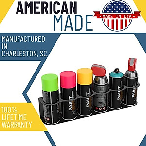 Koova 6 Aerosol  Spray Can Holder | Easy Install Wall Mount | Heavy-Duty Powder Coated Steel Storage Rack for Garage & Home | Craft Workspace Paint Bottle Organizer | Hardware Included | USA Made