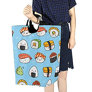 xigua Kawaii Sushi Laundry Basket Waterproof Clothes Hamper Collapsible Durable Dirty Clothes Large Storage Laundry Organizer