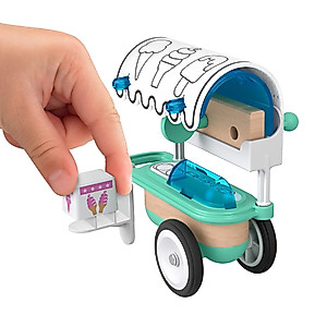 Fisher-Price Wonder Makers design system Ice Cream Cart, 15+ pieces, craftable building and track set with colorable pieces for preschool kids ages 3 years & up