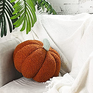 2 Pieces Simulated Pumpkin Plush Pillow 11 x 9.5 Inch 3D Thanksgiving Cushion Shaped Pillow Cozy Fall Decorations Toy Pillows for Thanksgiving Christmas Bedroom Sofa Couch Supplies (White, Brown)