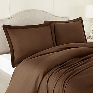 ABP Collection Duvet Set - Queen, Chocolate 100% Cotton 800 Thread Count Duvet Cover Sets (1 Zipper Closure Duvet Cover, 1 Fitted Sheet with 21" Deep Pocket, 2 Pillow Shams) 4 Pieces Duvet Cover Set