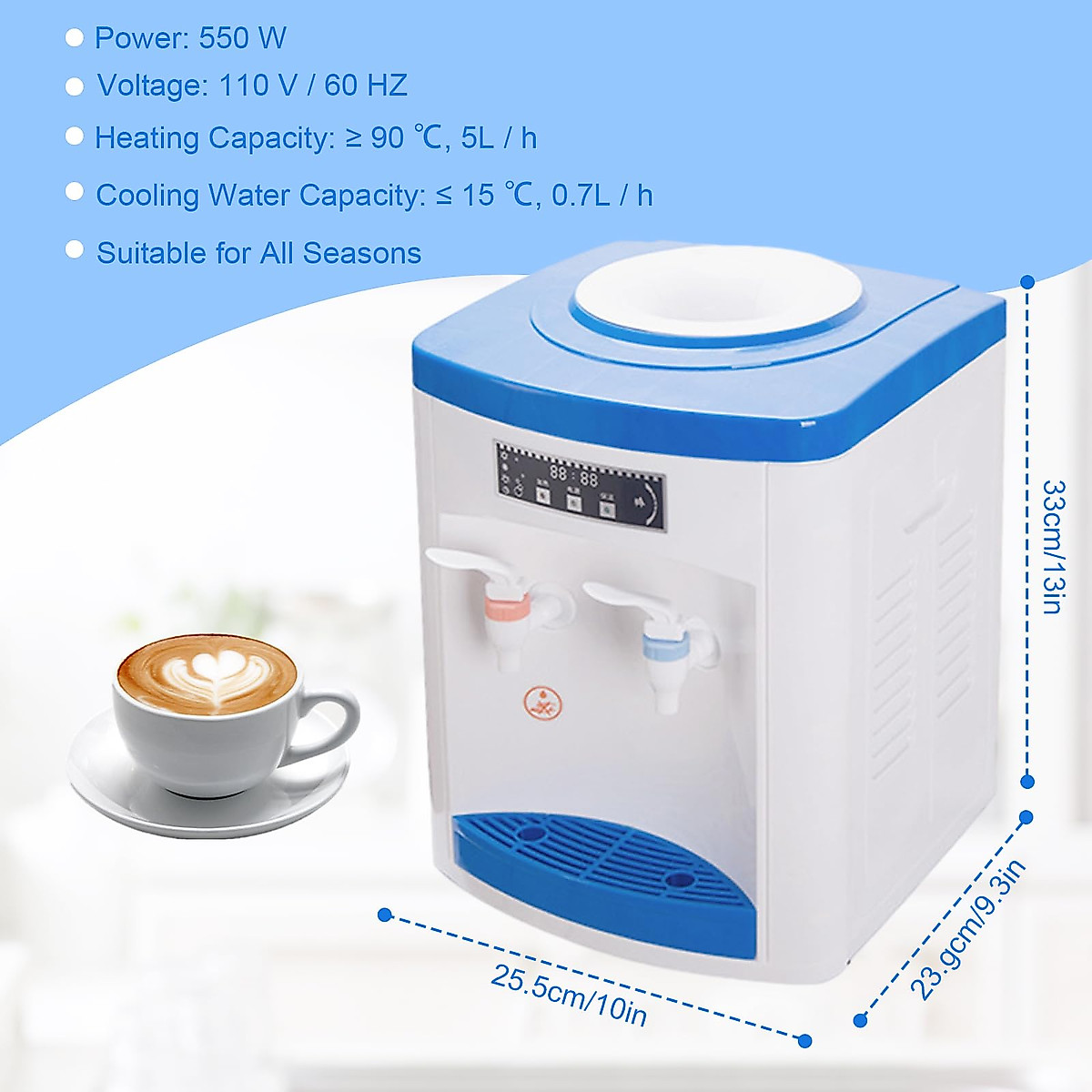 Water Cooler Dispenser-Top Loading Cooler Dispenser for 5 Gallon Bottle Desktop Electric Hot and Cold Dispenser, 3 Temperature Settings Boiling Water, Normal Ice Water Home Kitchen Offices Dorm