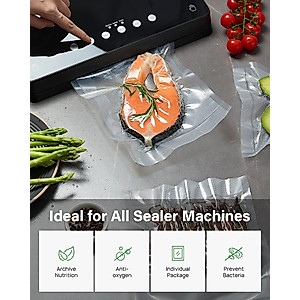 Kootek Vacuum Sealer Bags for Food, 8 Rolls for Custom Fit Food Storage, Meal Prep or Sous Vide, 8" x 20' (4 Rolls) and 11"x 20' (4 Rolls) Commercial Grade Vacuum Seal Freezer Bags Rolls