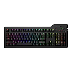 Das Keyboard 4Q Smart RGB Programmable Mechanical Keyboard, Cherry MX Brown Mechanical Switches, 2-Port USB 3.0 Hub, Connect Programs with Q Applets, Volume Knob, Aluminum Top (104 Keys, Black)