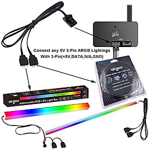 Airgoo 3pin Adapter Cable, Only for Corsair Lighting Node Pro & Corsair Commander Core XT Controller's 3pin RGB Connector, Convert to 5V 3pin ARGB Connector (5V,Data,N/A,GND), Controller not Included