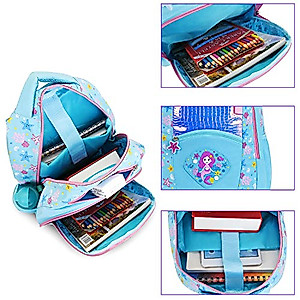 RuRu monkey Kids Backpack for Girls - Perfect for Kindergarten, Preschool & Lower Elementary Students (Ages 4-10) - Mermaid Kids Bookbag - Medium (16.5" Tall)