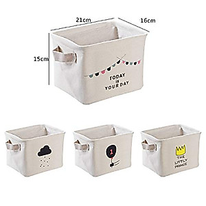 UJLN Mini Storage Bags Desktop Storage Bags Cotton Linen Storage Basket Foldable Storage Bins Family Organizer Box Decorative Bag 2Pcs (Bunting)