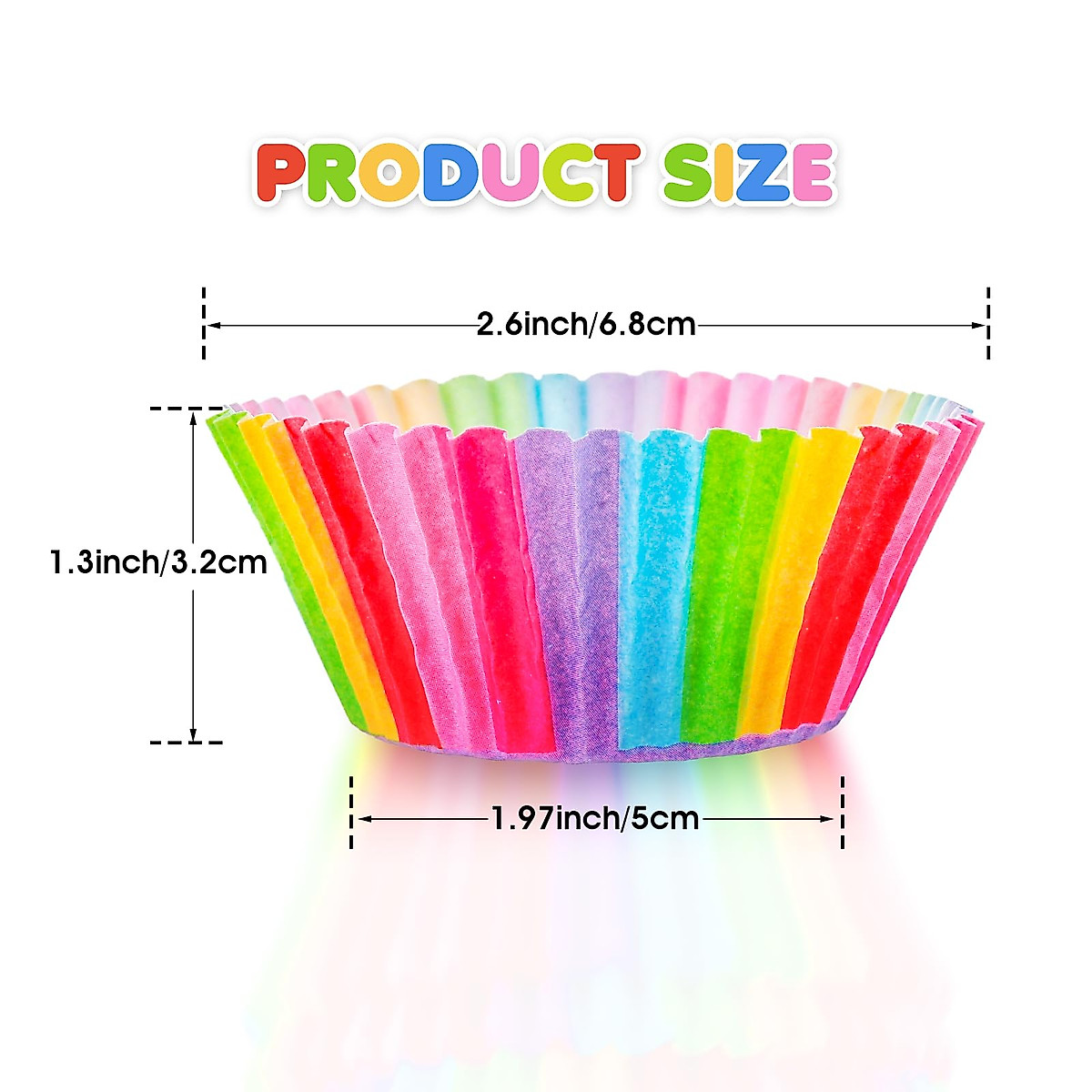 100PCS Rainbow Cupcake Liners, Standard Size Cupcake Baking Cups Paper Rainbow Muffin Cups Paper Liners for Baking Muffin and Cupcakes Decoration Wrappers Food Grade Greaseproof Paper Muffin Liner