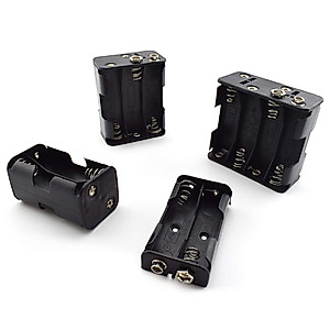 SDTC Tech 2/4/6/8 x 1.5V AA Battery Holder with Snap Connector Kit Include 3/6/9/12 Volt Battery Case Box and I Type Hard Shell Battery Clip Buckle Lead Wire