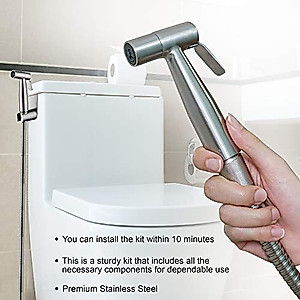 Droiee Bidet Sprayer for Toilet, Handheld Bidet Spray Water Kit, Bathroom Hand Shower for Self Cleaning – Reduce Toilet Paper Waste – Premium Stainless Steel