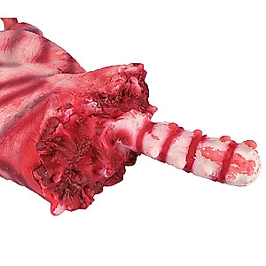 Halloween Fake Bloody Half Body Hanging Corpses Dead Body Skinned Human Skinned Skeleton for Haunted Houses Halloween Party Scary Props Decorations