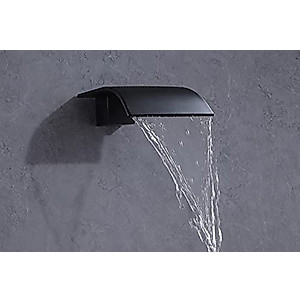 FSCEPIXI 3 Handles Tub Shower Faucet,Shower Faucet Set with Waterfall Tub Spout,Shower Trim Kit with Valve,Wall Mounted,Matte Black