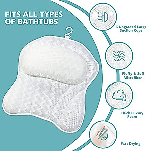 Bath Pillow Luxury Bathtub Pillow, Besititli Ergonomic Bath Pillows for Tub Neck and Back Support, Bath Tub Pillow Rest 4D Air Mesh Breathable Bath Accessories for Women & Men