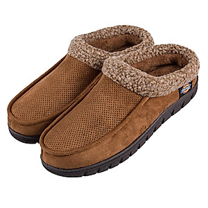 Dickies Men's Open and Closed Back Memory Foam Slippers with Indoor/Outdoor Sole, Medium Tan, Large