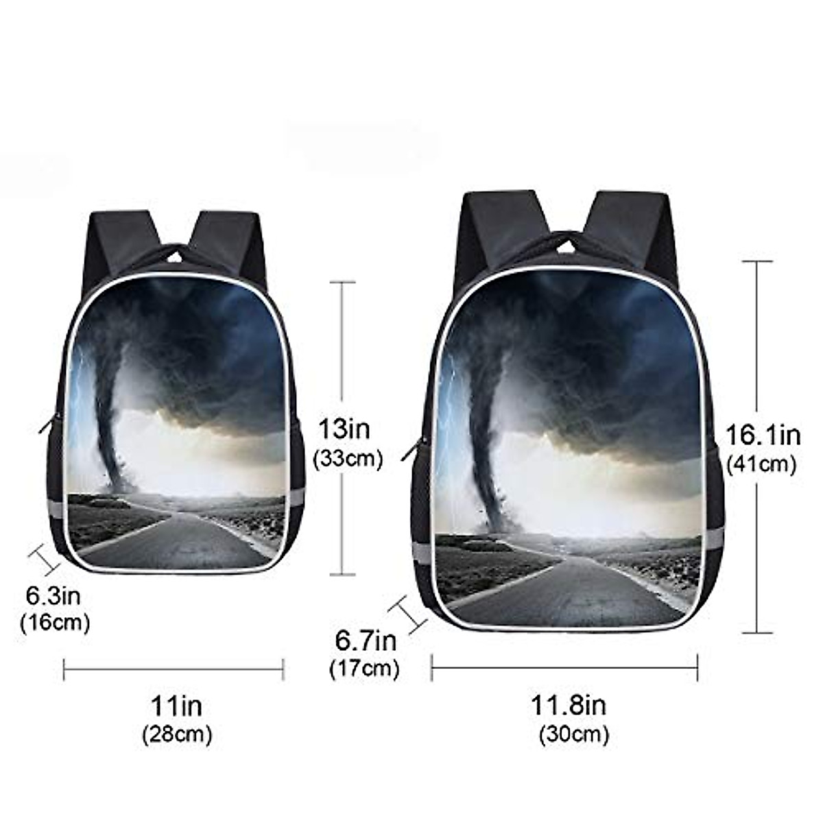 Prime Leader Unisex Durable School Backpack- Tornado with Lightning, Lightweight Oxford Fabric School Bags with Reflective Strip Daypack Laptop Bags