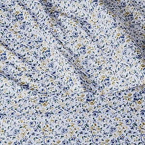 Amazon Basics Lightweight Super Soft Easy Care Microfiber 3 Piece Bed Sheet Set with 14-Inch Deep Pockets, Twin, Blue Floral