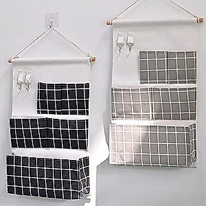 croselyu Home Multifunctional Hanging Bag Dormitory Fabric Hanging Basket Miscellaneous Organizer Bathroom Wall Hanging Bag Behind Door Wall Storage (Black)