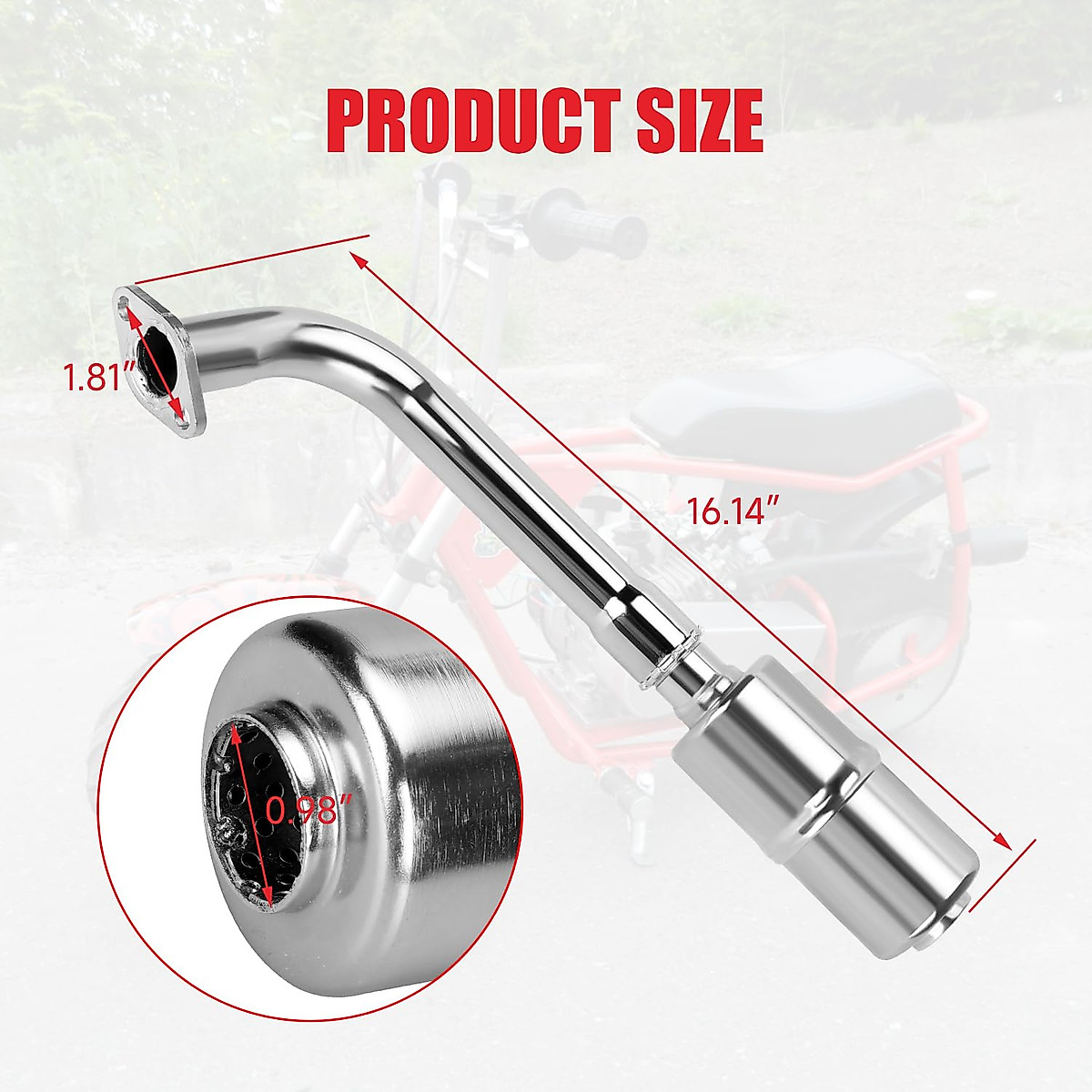 GREHUA Upgrade Exhaust Pipe Muffler Jet Kit Compatible with Predator 212cc 196cc 5.5hp 6.5hp GX160 GX200 Engine Coleman CT200U CT200U-EX BT200X Baja Warrior MB200 Mini Bike KT196 Go Kart Parts